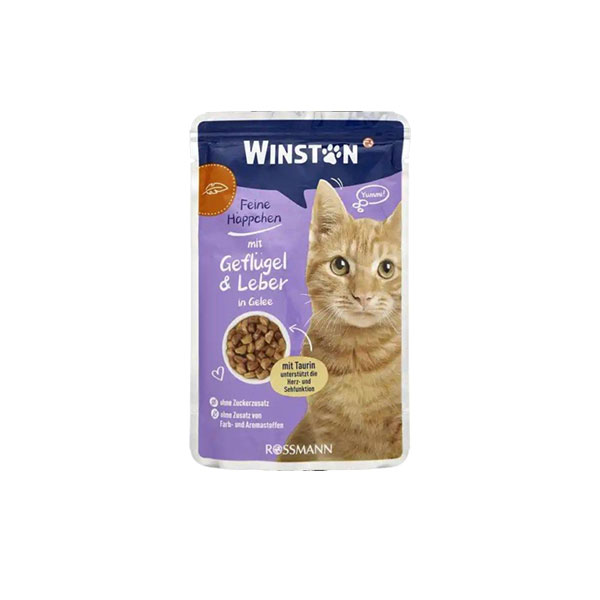 پوچ وینستون گربه با طعم مرغ و جگر در ژله 100 گرمی - کلینیک دامپزشکی رویال